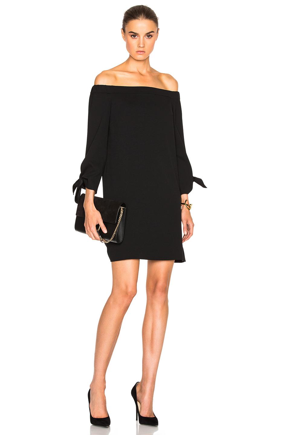 Tibi Structured Off-the-shoulder Crepe Dress In Black | ModeSens