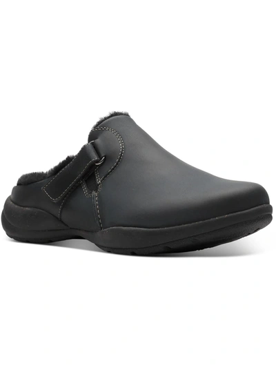 Clarks Roseville Clog Womens Leather Faux Fur Lined Clogs In Black ...