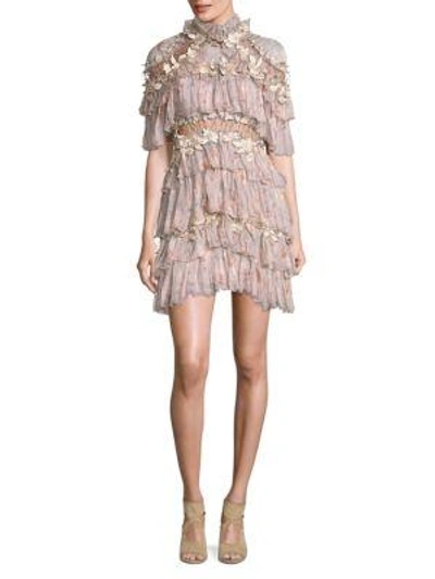 Zimmermann Stranded Tier Silk Dress In Tan | ModeSens