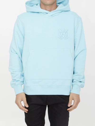 Amiri Cotton Hoodie With Logo In Light Blue | ModeSens