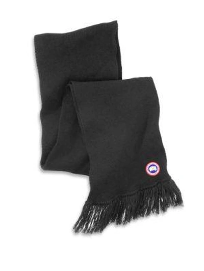 Canada Goose Merino Wool Knit Scarf In Black | ModeSens
