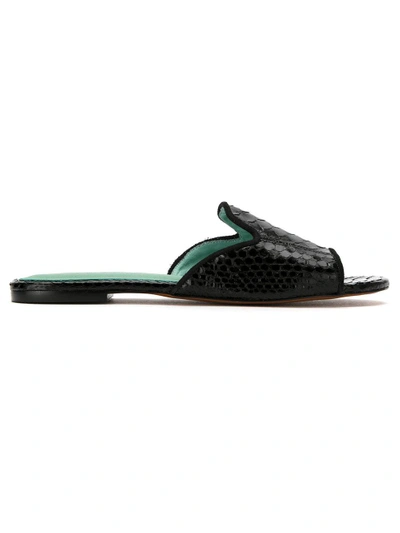 Blue Bird Shoes Python Skin Exotico Mules In Black | ModeSens