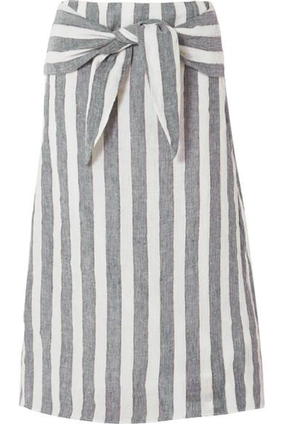 Jcrew Point Sur Nautical Stripe Tie-waist Linen Skirt In Blue | ModeSens