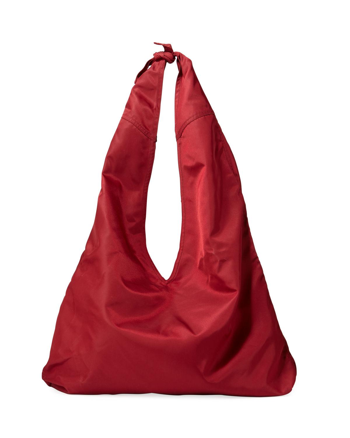 The Row Bindle Knot Nylon Hobo Bag In Medium Red | ModeSens