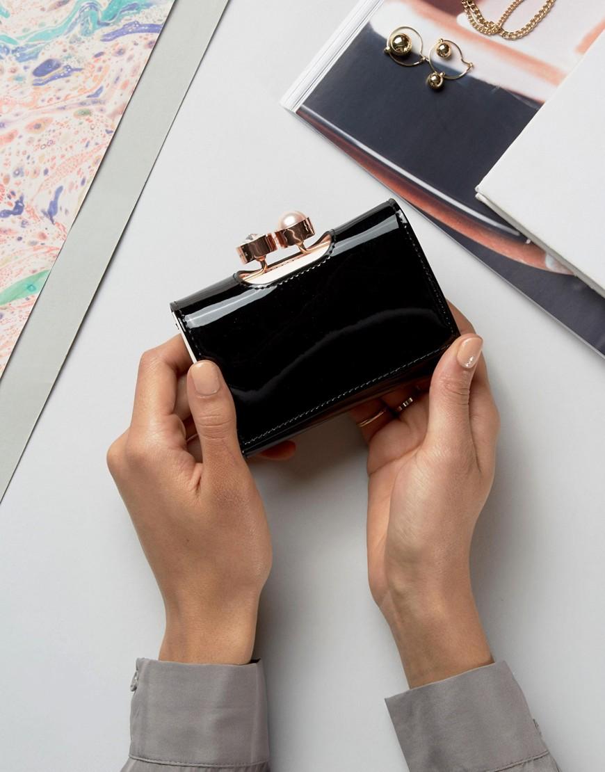 Ted Baker Black Patent Bobble Purse | semashow.com