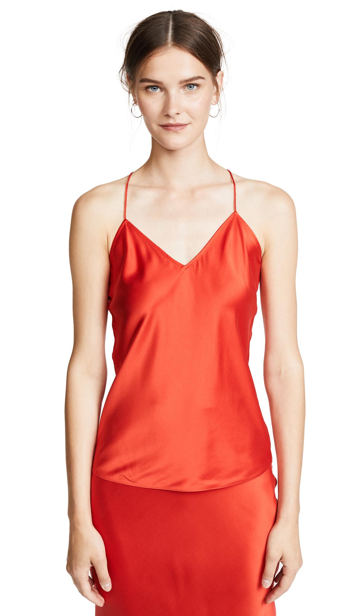 Theory Draped Back Slip Top In Fiery Red | ModeSens