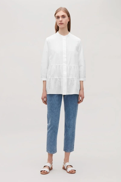 Cos Top With Gathered Seams In White | ModeSens