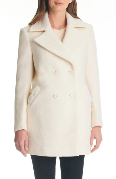 Kate Spade Contrast Trim Double Breasted Coat In Cream | ModeSens