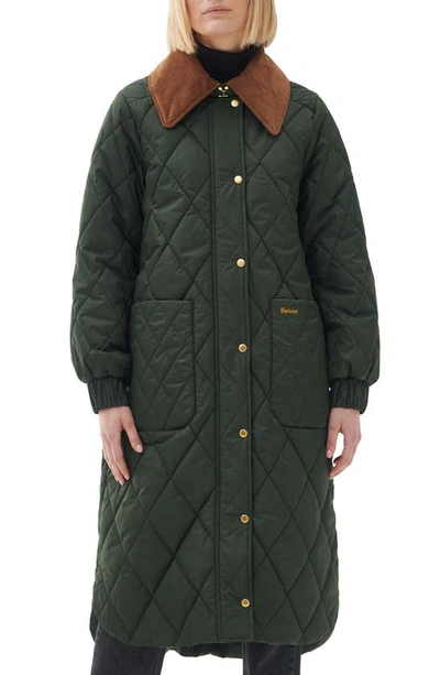 Barbour Marsett Quilted Longline Jacket In Sage/ancient | ModeSens