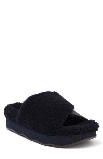 Chloé Wavy Genuine Shearling Slide Sandal In Black | ModeSens