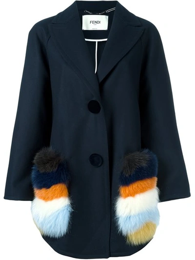 Fendi Striped Fur Pocket Coat | ModeSens