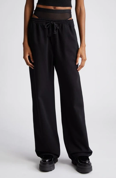 Alexander Wang Mesh Undie Detail Drawsting Jeans In Black | ModeSens