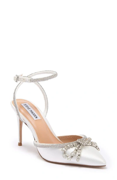Steve Madden Lakelyn Ankle Strap Sandal In Ivory Satin | ModeSens