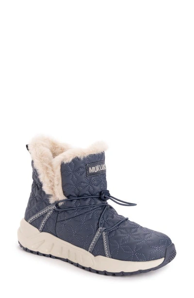 Muk Luks Jasmine Jade Boot With Faux Fur Cuff In Midnight Blue | ModeSens
