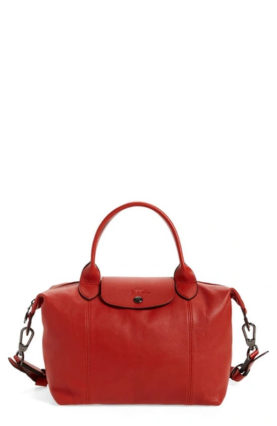 Longchamp Le Pliage Cuir Leather Shoulder Bag In Burnt Red | ModeSens