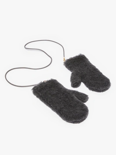Max Mara Mittens In Teddy Fabric In Grigio Scuro | ModeSens