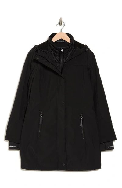 French Connection Hooded Softshell Jacket In Black | ModeSens