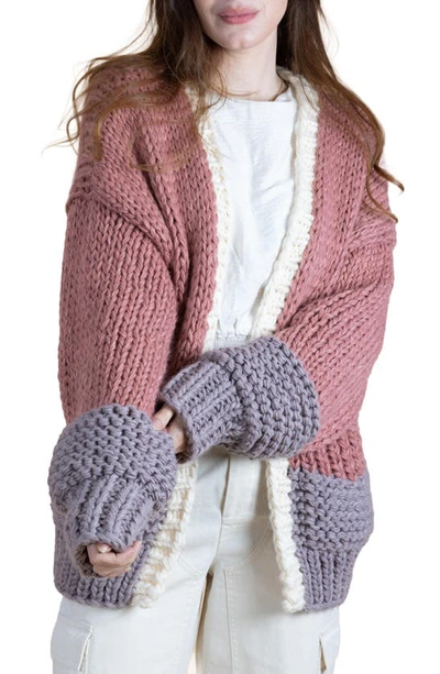 Saachi Colorblock Oversize Cardigan In Pink | ModeSens