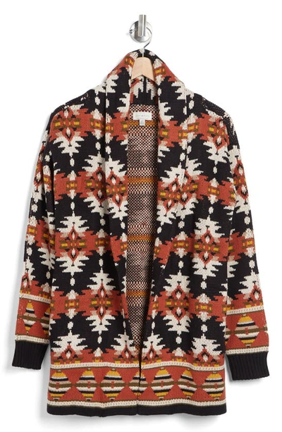 Lucky Brand Geometric Pattern Cardigan In Black Multi | ModeSens