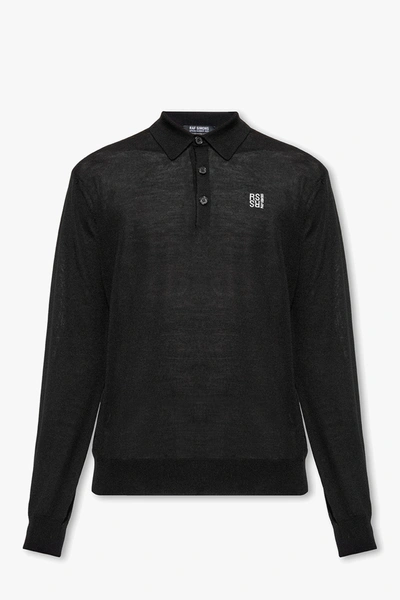 Raf Simons Black Wool Polo Shirt In New | ModeSens