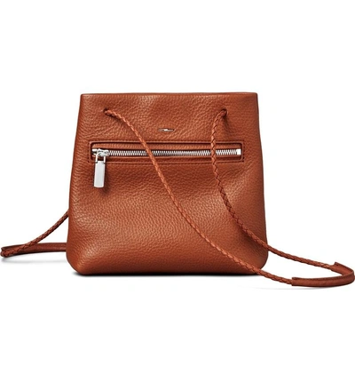 Shinola Mini Pebbled Leather Drawstring Crossbody Bag - Brown In ...