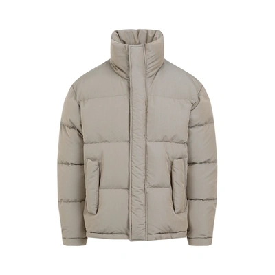 Auralee Finx Polyester Chambray Down Coat In Olive Khaki Auralee Finx Polyester Chambray Down Coat In Olive Khaki