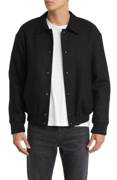 Frame Wool Varsity Jacket In Black | ModeSens