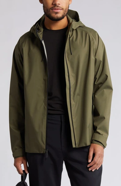 Zella Commuter Waterproof Hooded Jacket In Olive Night | ModeSens