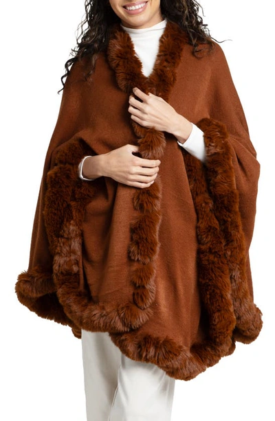 Saachi Faux Fur Ruffled Cape In Brown | ModeSens
