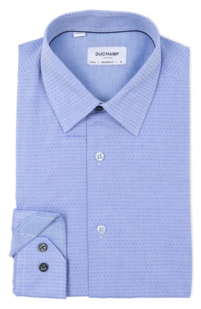 Duchamp Tailored Fit Pin Dot Dress Shirt In Blue | ModeSens