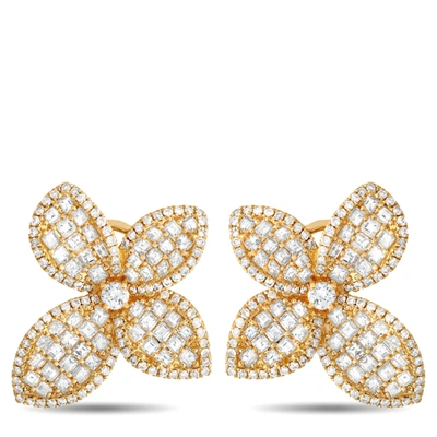 Non Branded Lb Exclusive 18k Yellow Gold 4.01ct Diamond Flower Earrings ...
