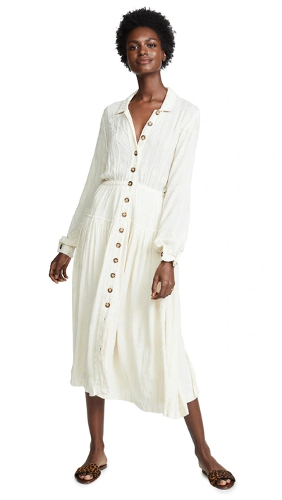 Free People Diamond Head Embroidered Midi Dress In Ivory | ModeSens