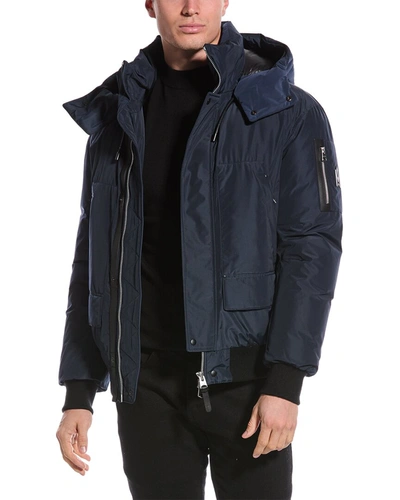 Mackage Viggo Leather-trim Bomber Jacket In Blue | ModeSens