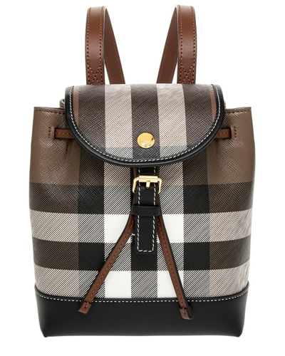 Burberry Micro Check Leather Backpack In Brown | ModeSens
