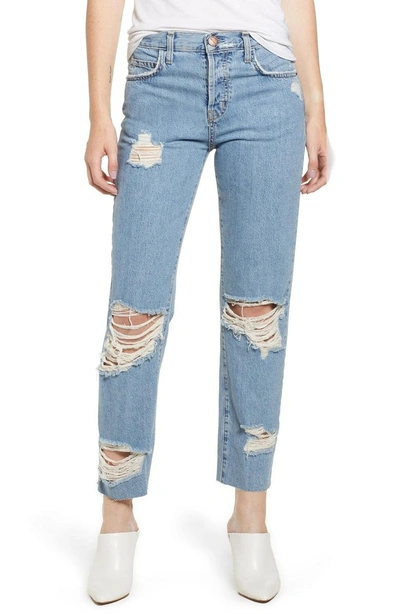 Current Elliott Ripped Original Straight Leg Jeans In Blue Smoke ...