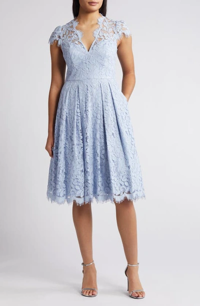 Eliza J Lace Fit & Flare Cocktail Dress In Periwinkle | ModeSens