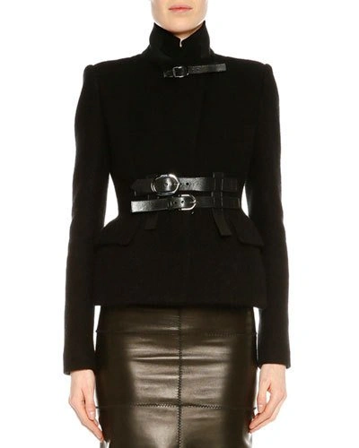 Tom Ford Stand-collar Belted Jacket, Black | ModeSens