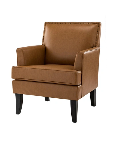 Hulala Home Nihad Modern Faux Leather Accent Chair With Nailhead Trim ...