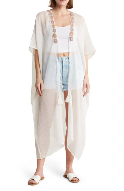 Steve Madden Seersucker Crochet Ruana In Ivory | ModeSens