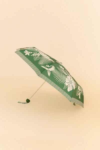 Farm Rio Green Macaw Elegance Umbrella In Macaw Elegance Green | ModeSens