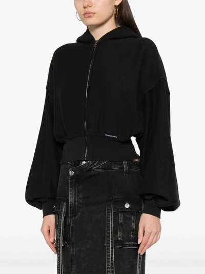 Alexander Wang T T By Alexander Wang Women Branded Seam Label Cropped Zip Up Hoodie In 020a ...