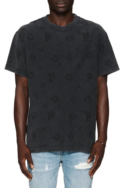 Purple Brand Monogram Print T-shirt In Black | ModeSens