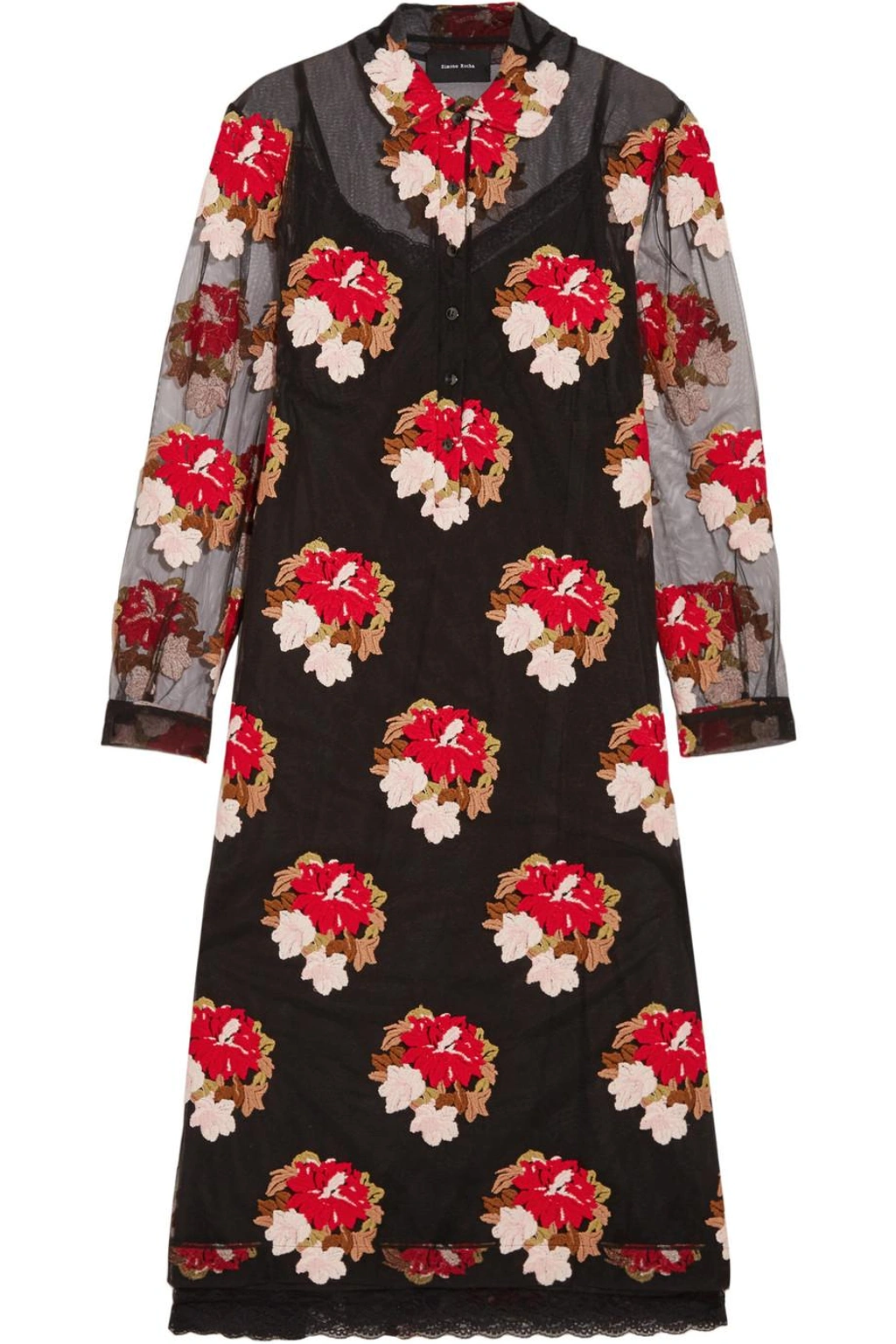 Simone Rocha Floral-embroidered Tulle Dress | ModeSens