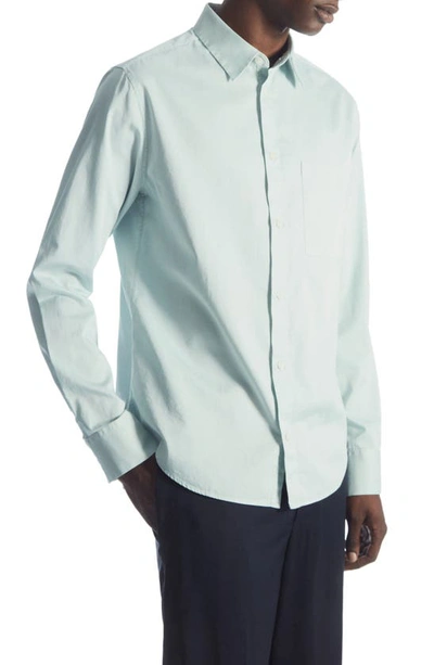 Cos Regular Fit Button-up Shirt In Turquoise Dusty Light | ModeSens