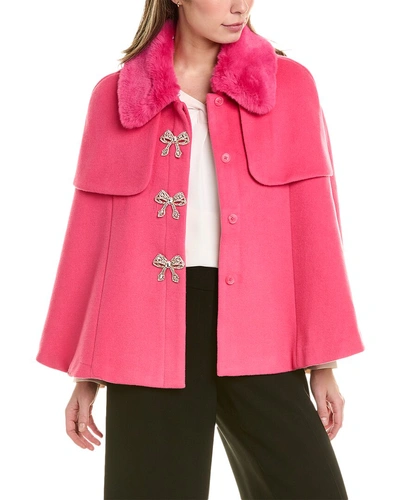 Flora Bea Nyc Aly Wool-blend Cape In Pink | ModeSens