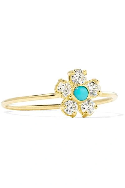 Jennifer Meyer Flower 18-karat Gold, Diamond And Turquoise Ring | ModeSens