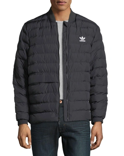 Adidas Originals Men's Stt Quilted Outdoor Zip-front Jacket In Black ...