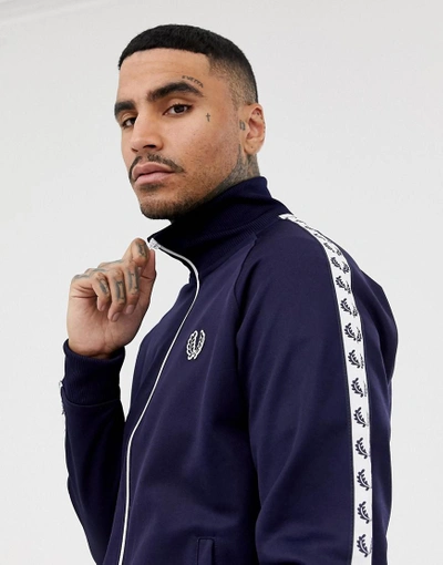 Fred Perry Sports Authentic Taped Track Jacket In Navy - Navy | ModeSens