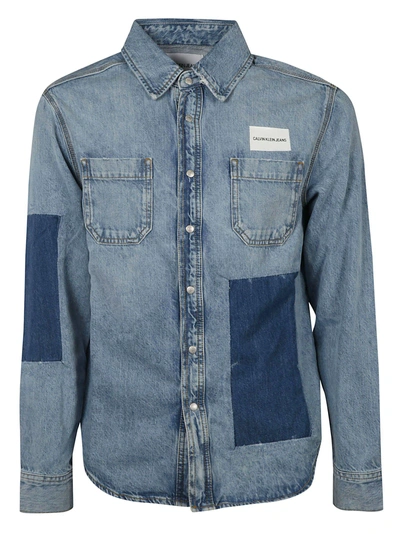 Calvin Klein Patchwork Denim Shirt In Basic | ModeSens