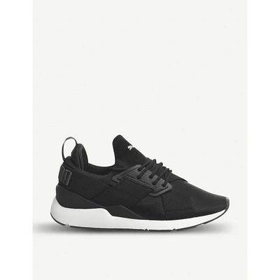 Puma Muse X-trap Satin Trainers In Black White | ModeSens